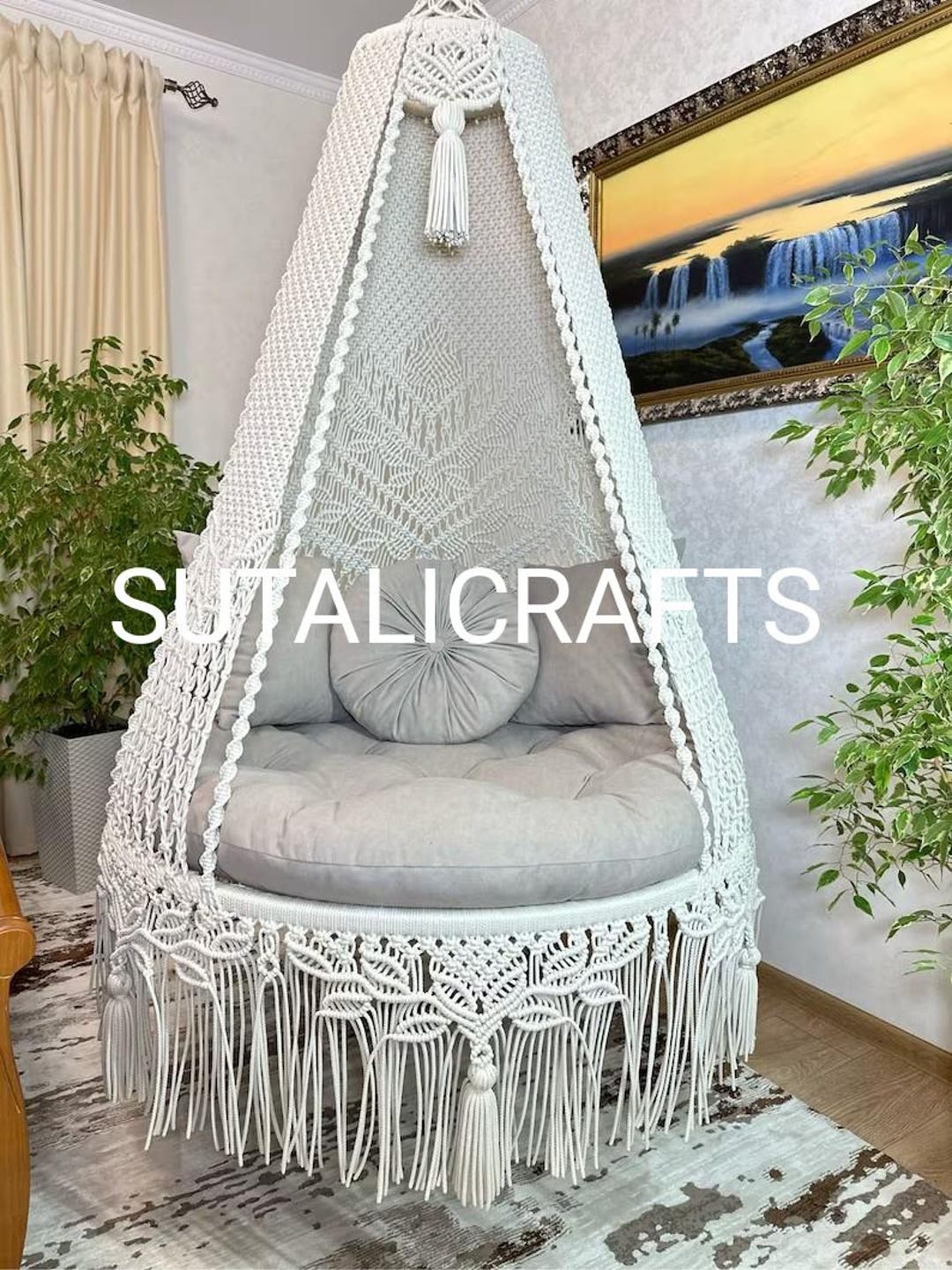 Macrame Swing, Macrame Hanging Chair, Macrame Patio Swing, Hammock ...