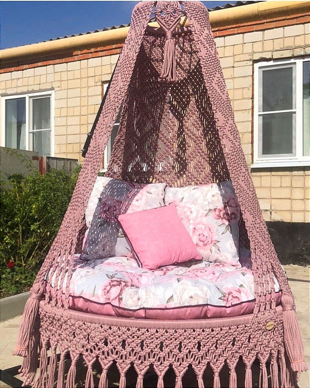 Macrame Double Seated Swing, Macrame Hanging Chair, Macrame Porch Swing ...