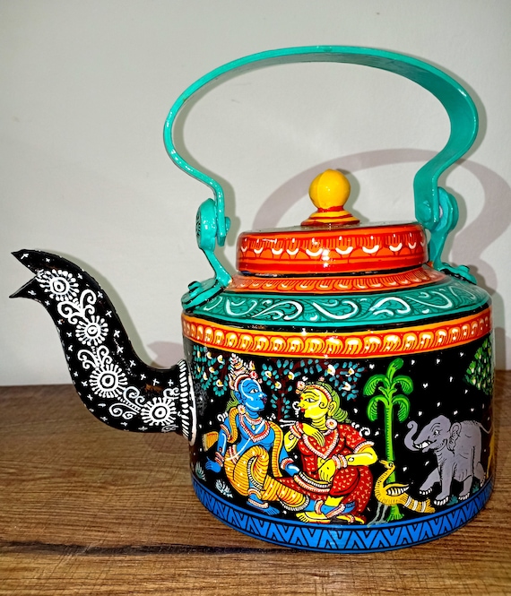 Coffee & Tea Makers Kitchen & Dining Teapot Handpainted Indian Kettle ...