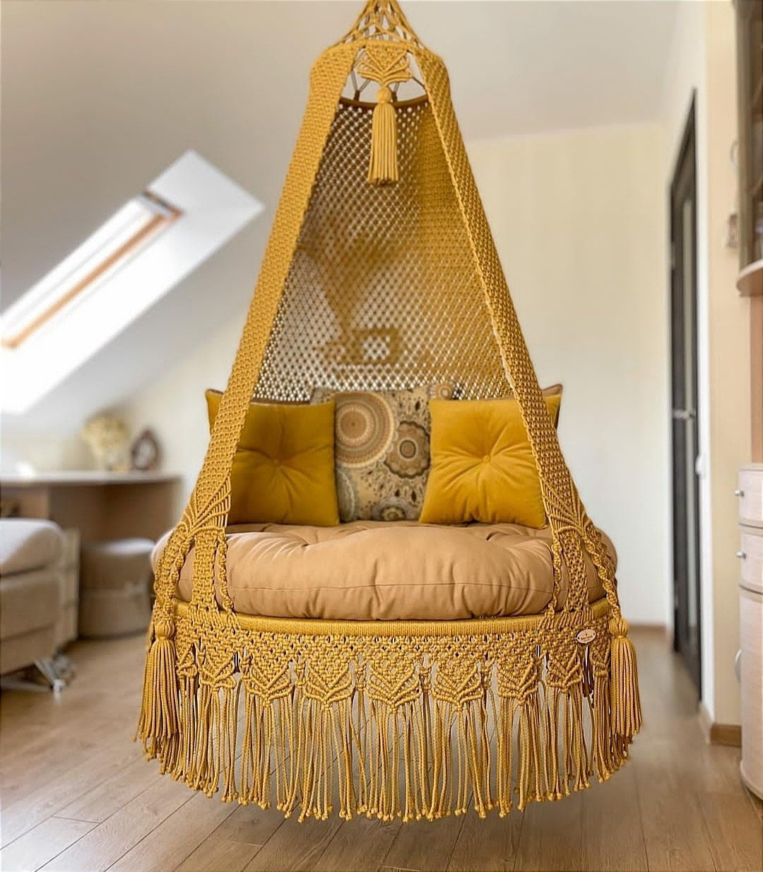 Macrame Swing, Macrame Hanging Chair, Macrame Patio Swing, Hammock ...