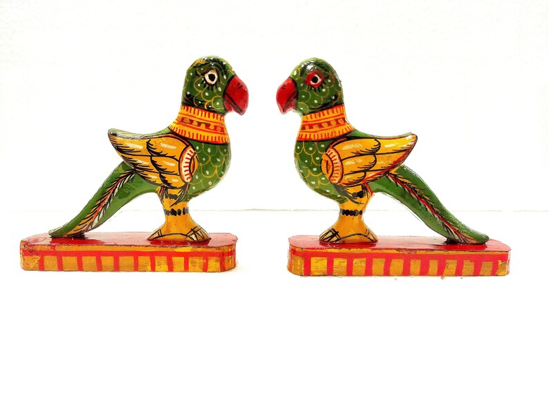 Wooden Toy Parrot Figurine/a Set of 2 Wooden Parrot Bird | Etsy