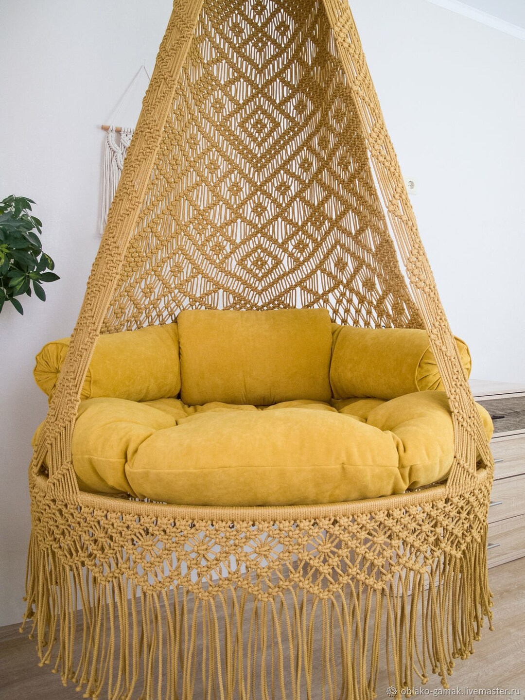 Macrame Swing, Macrame Hanging Chair, Macrame Patio Swing, Hammock ...