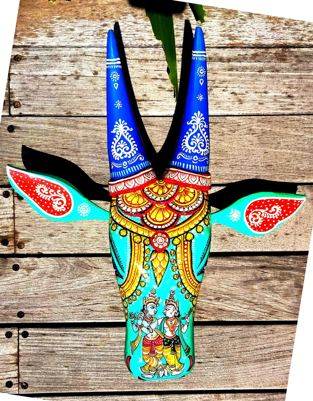 Wooden Nandi Cow Head | Bull Head | Hand Painted Nandi | Krishna ...