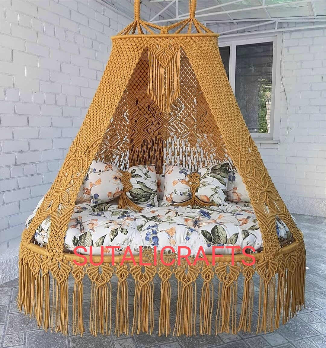 Macrame Swing, Macrame Hanging Chair, Macrame Patio Swing, Hammock ...