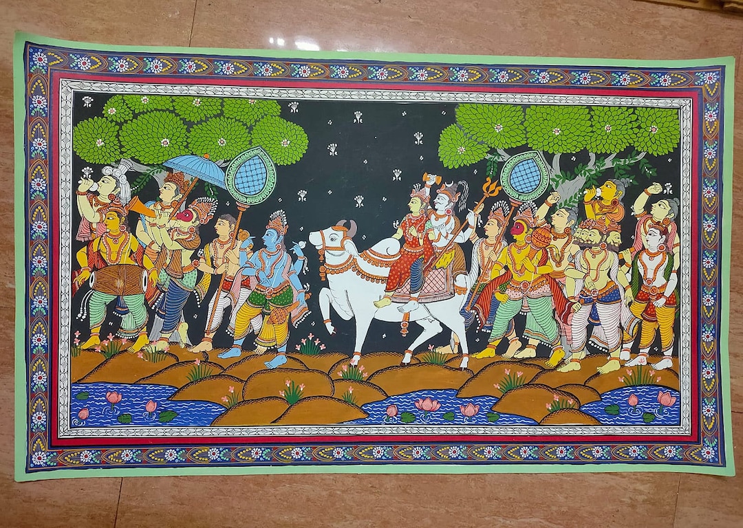 Painting Shiva Parvati Wedding, Siva Parvati Vivah, Marriage Procession ...