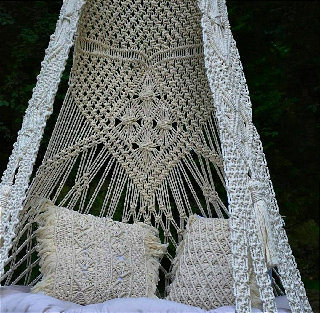 Macrame Swing Chair, Macrame Hanging Chair, Macrame Round Swing ...
