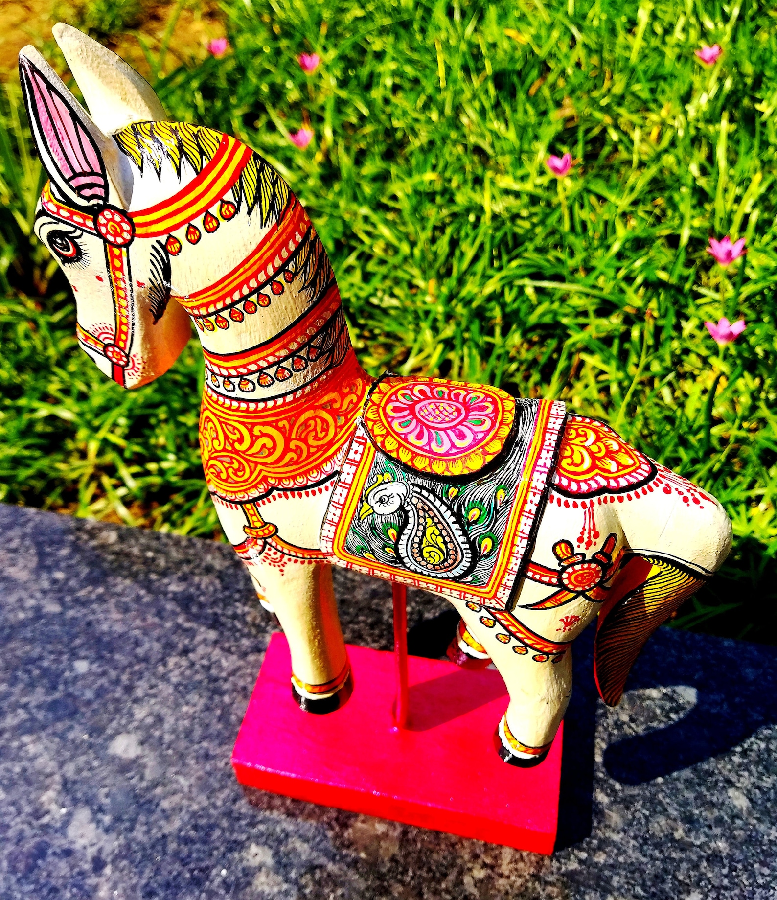 Wooden Handpainted Horse Hand Painted Horse Statue White | Etsy