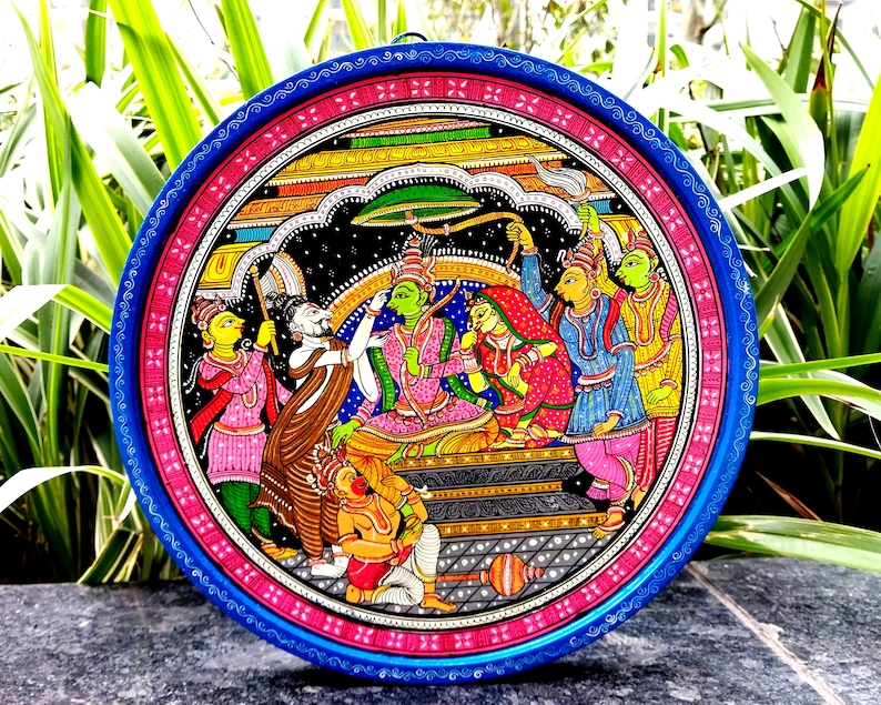 Pattachitra Painting of RAM Darbar Handpainted Wallplate Rama Sita ...