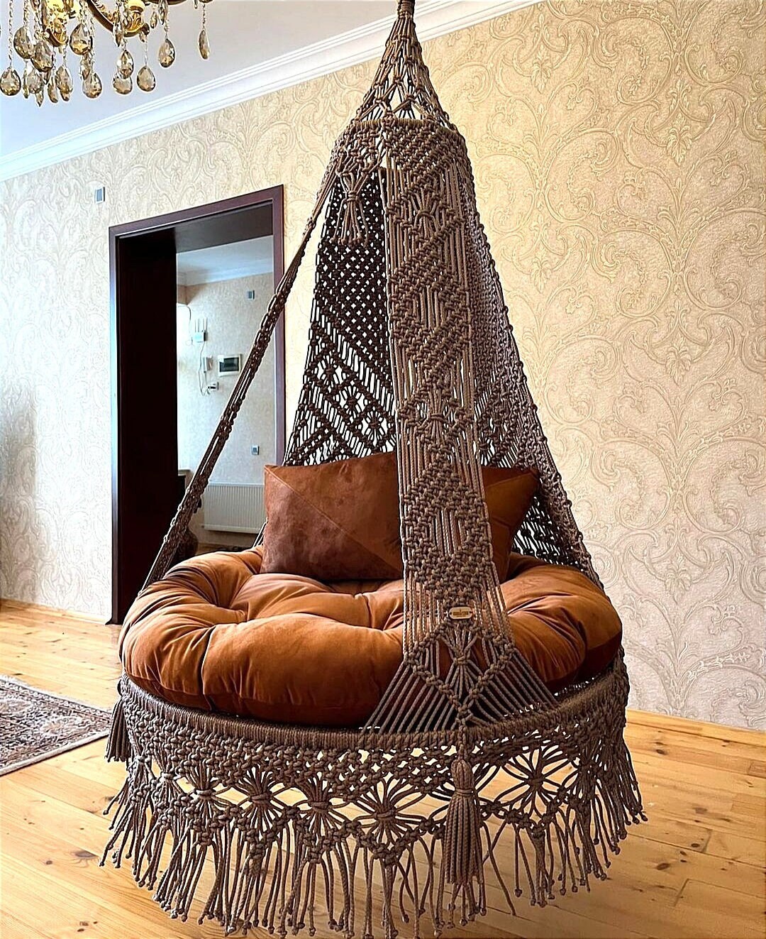 Macrame Swing, Macrame Hanging Chair, Macrame Patio Swing, Hammock ...