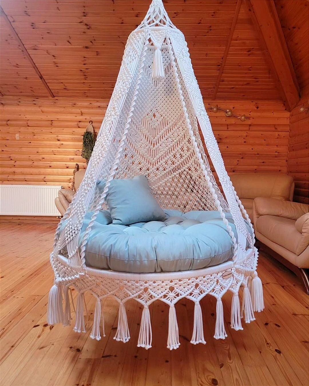 Macrame Swing, Macrame Hanging Chair, Macrame Patio Swing, Hammock ...