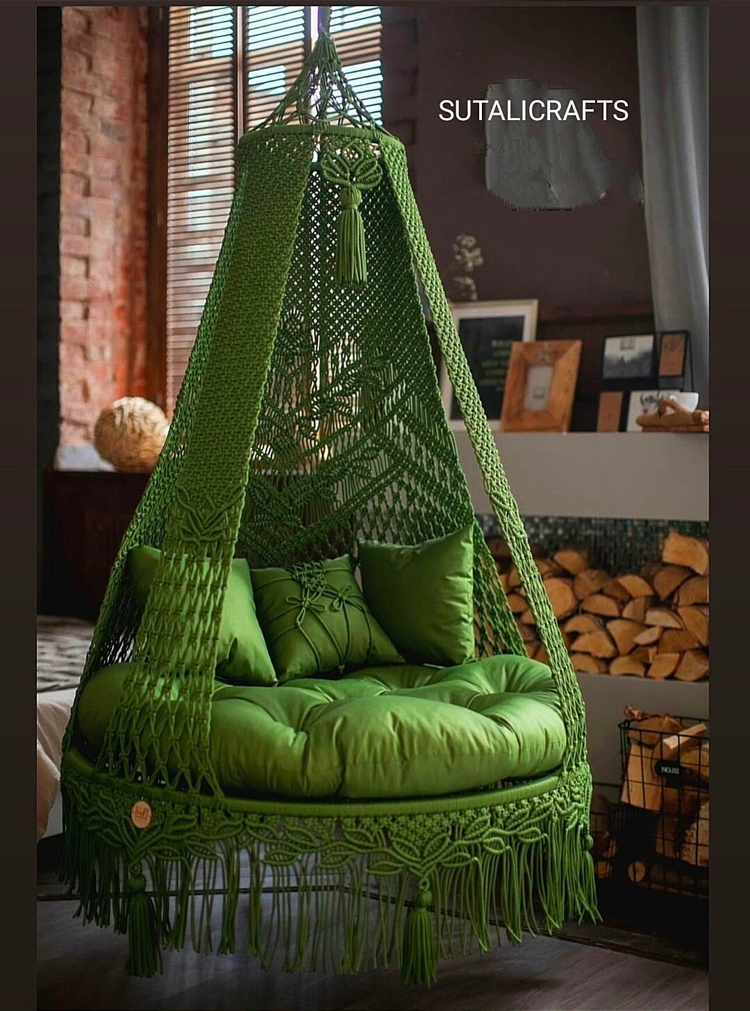 Macrame Swing, Macrame Hanging Chair, Macrame Patio Swing, Hammock ...