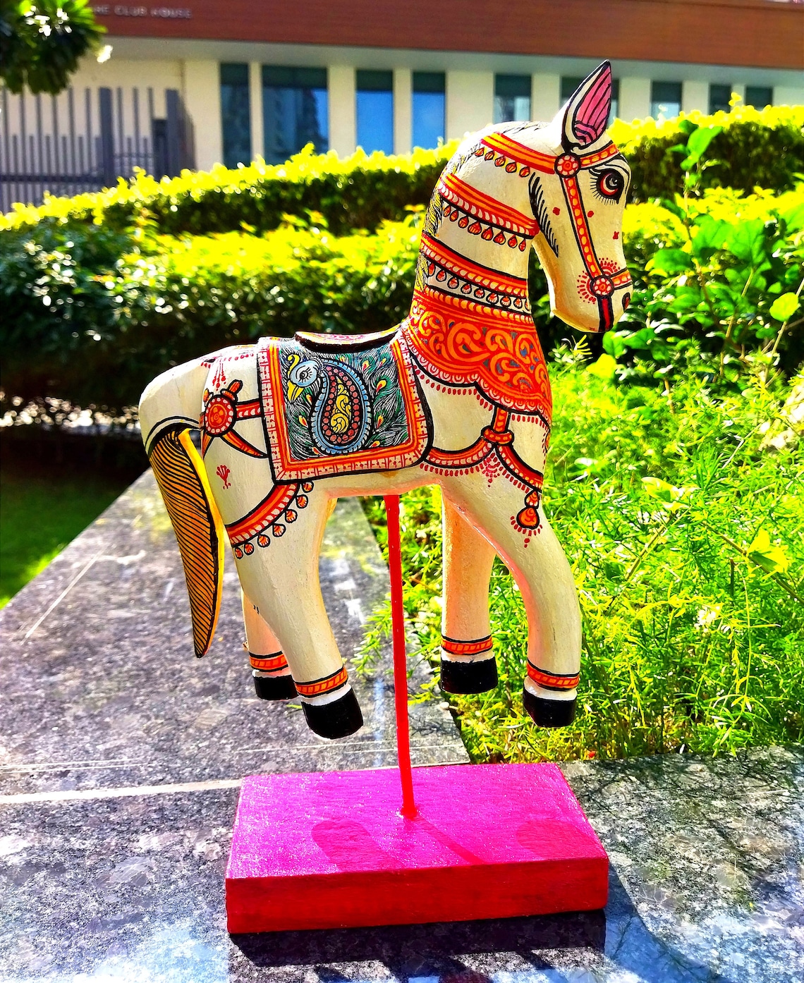 Wooden Handpainted Horse Hand Painted Horse Statue White | Etsy