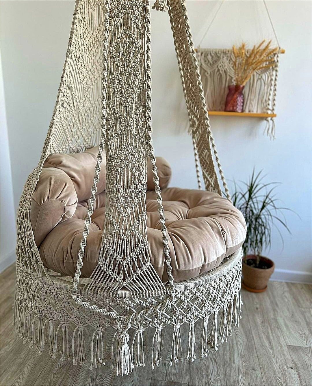 Macrame Swing, Macrame Hanging Chair, Macrame Patio Swing, Hammock ...