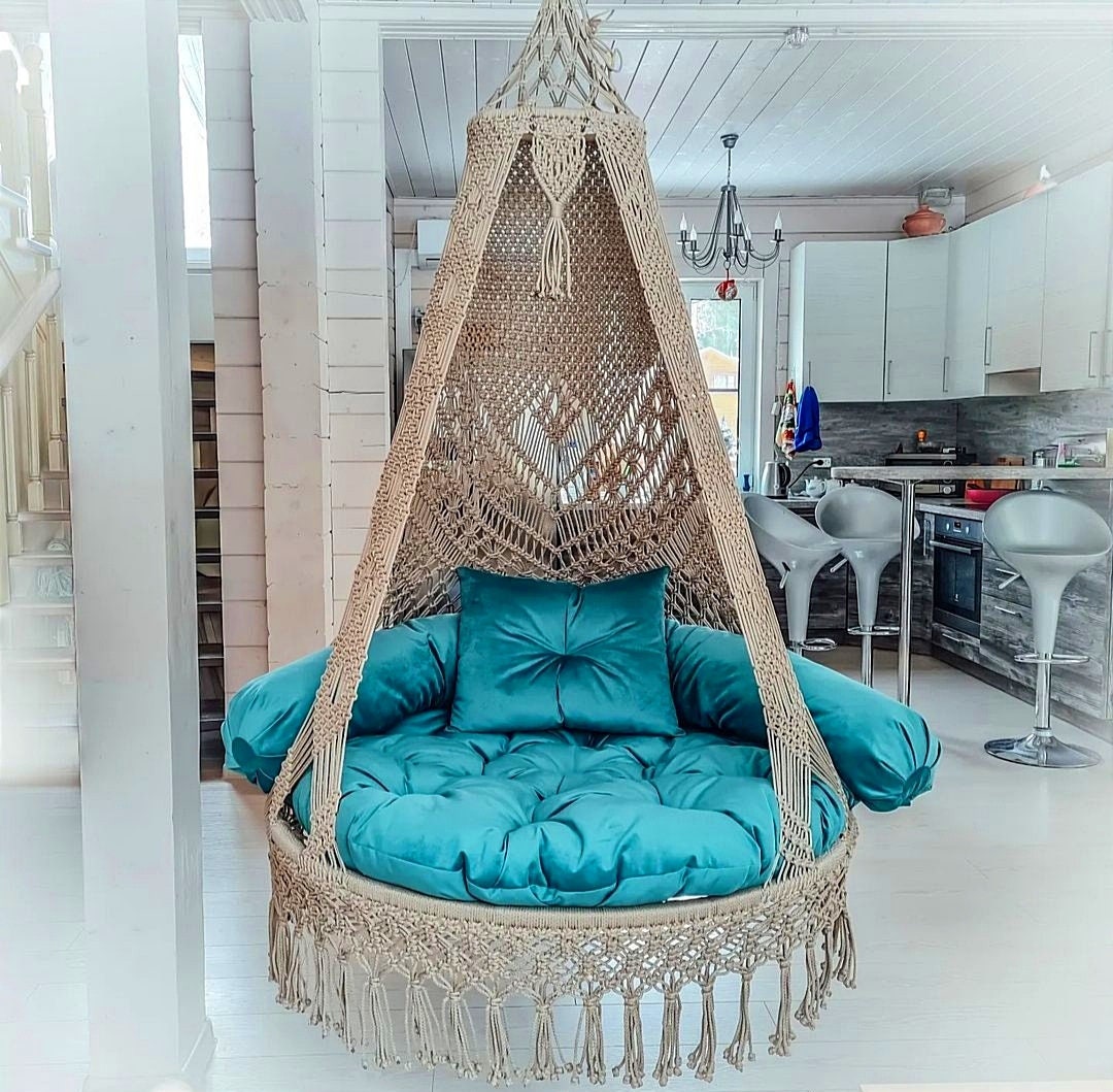 Macrame Double Seated Swing, Macrame Hanging Chair, Macrame Double ...
