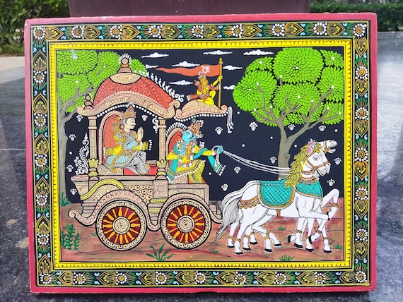 Krishna Arjun Rath Chariot Mahabharata Wall Art Hindu God | Etsy