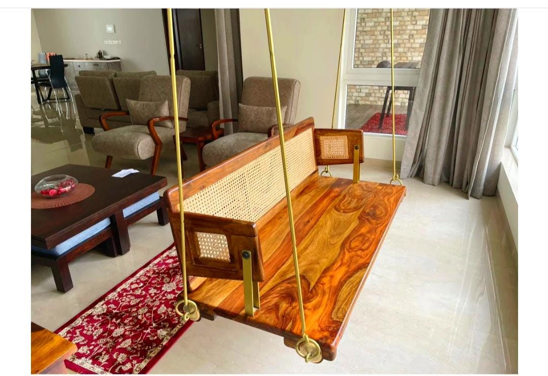 Reversible Indian Swing Jhula,wooden Swing Indoor,wooden Ceiling Swing ...