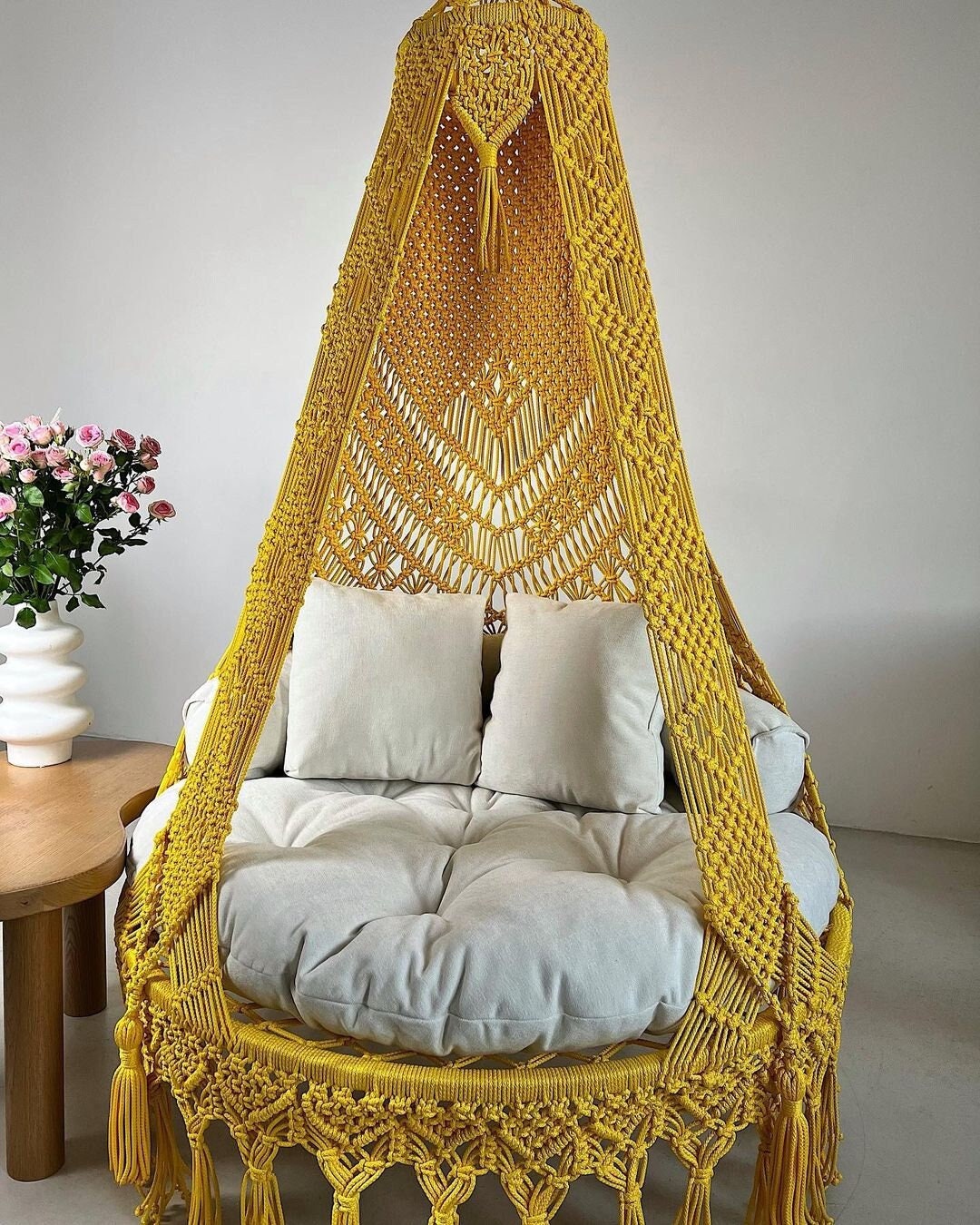 Macrame Swing, Macrame Hanging Chair, Macrame Patio Swing, Hammock ...