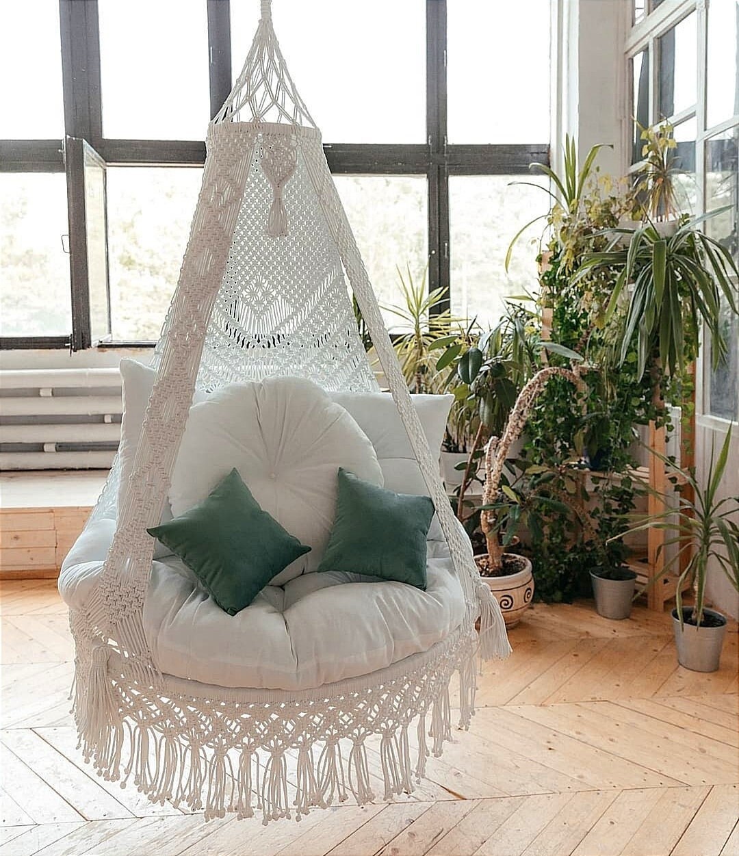 Macrame Double Seated Swing, Macrame Hanging Chair, Macrame Porch Swing ...