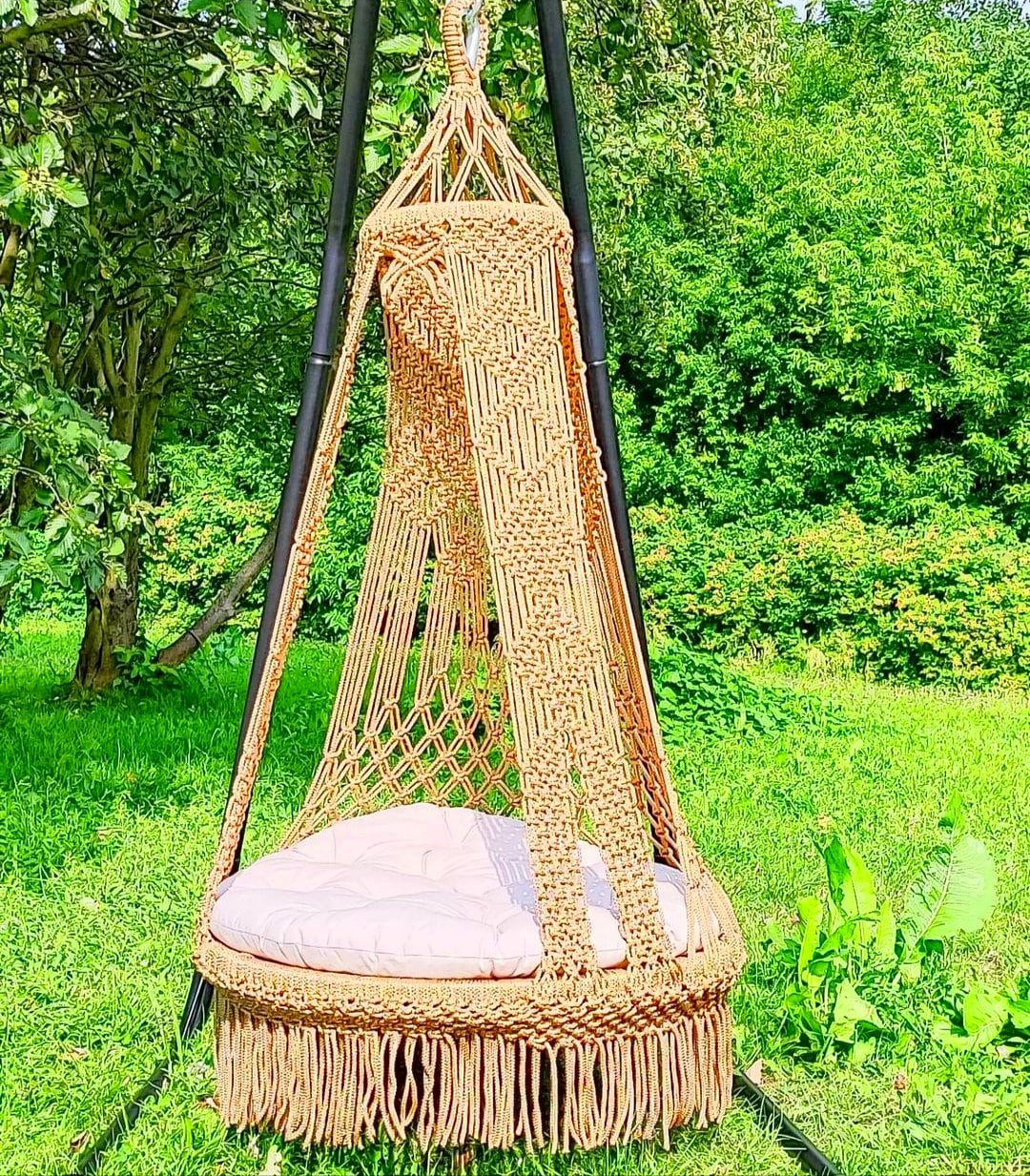 Macrame Swing Chair, Macrame Hanging Chair, Macrame Round Swing ...