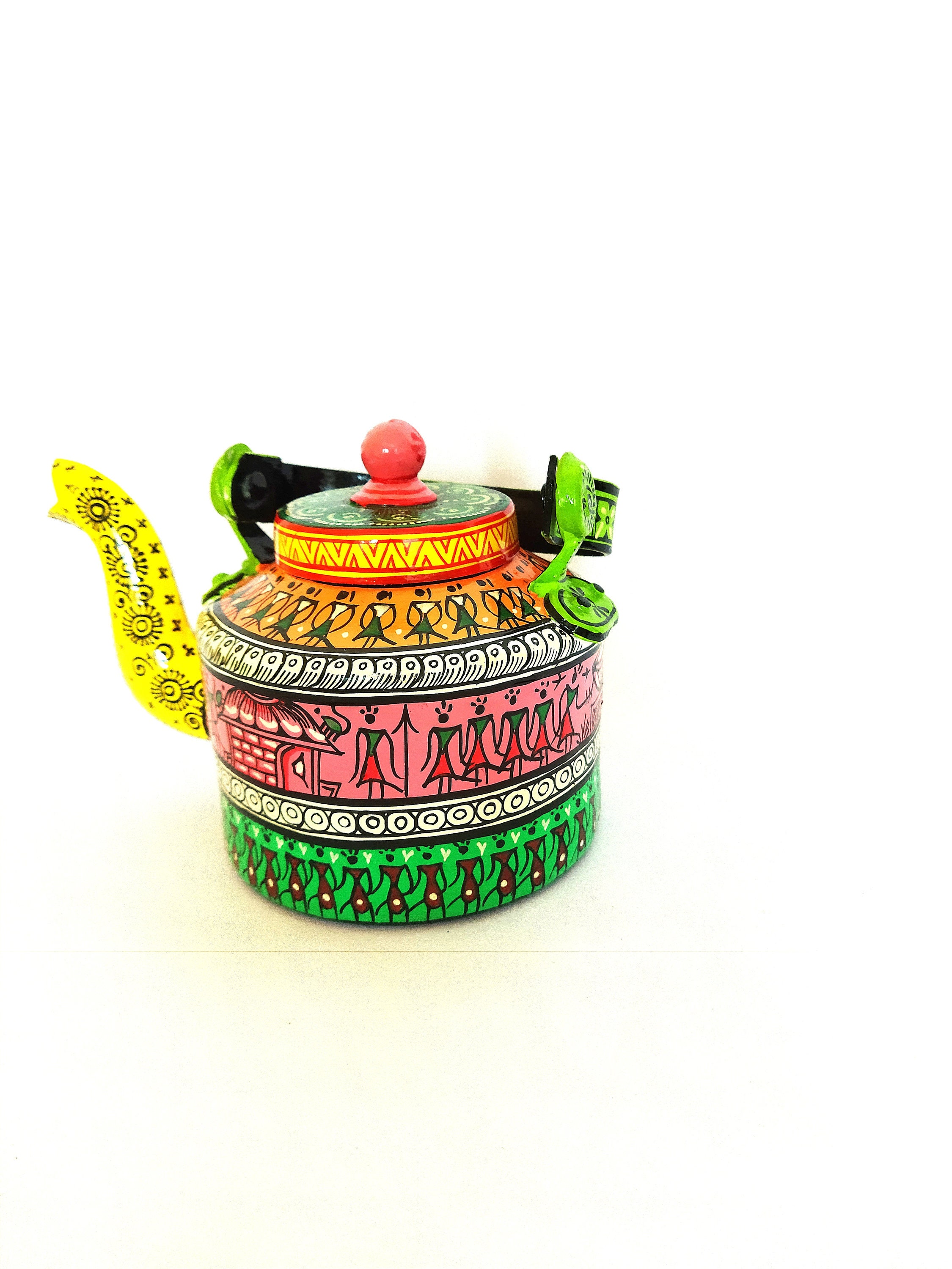Hand Painted Tribal Tea Coffee Kettle/ Decorative Kettle / Indian Decor ...