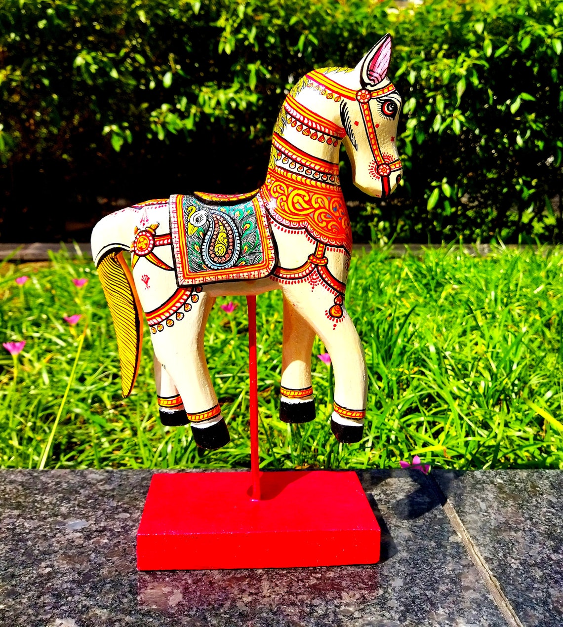 Wooden Handpainted Horse Hand Painted Horse Statue White | Etsy