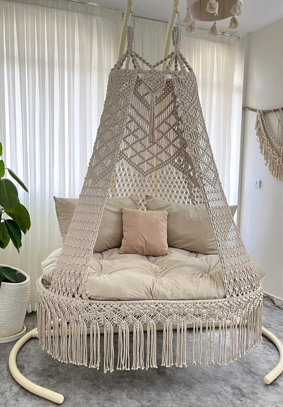 Macrame Double Seated Swing Chair, Macrame Hanging Chair, Macrame LARGE ...