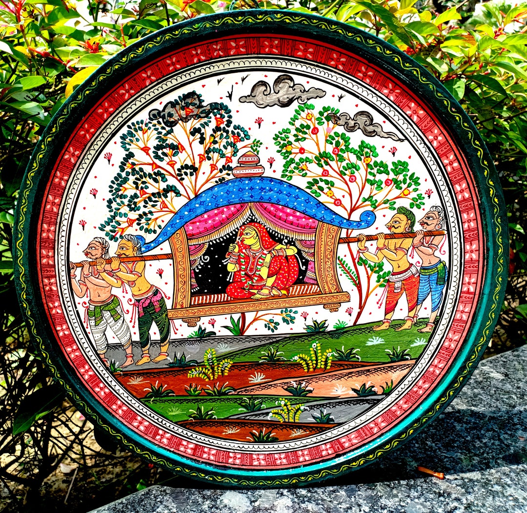 Wooden Wall Pattachitra Plate /palanquin Theme/anniversary/,wedding ...