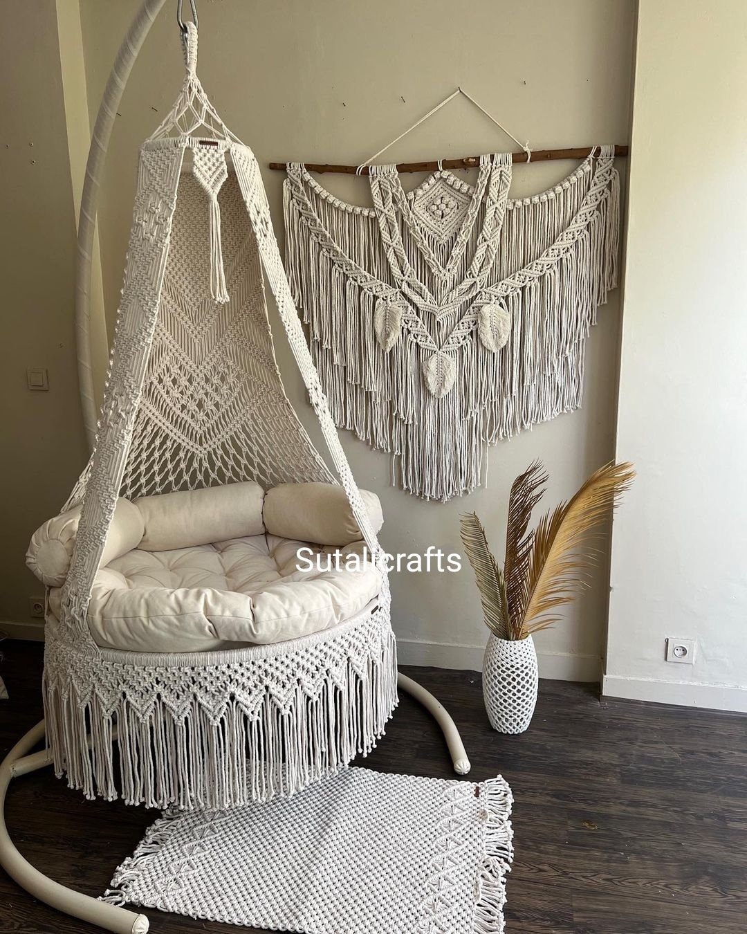 Macrame Swing, Macrame Hanging Chair, Macrame Patio Swing, Macrame ...