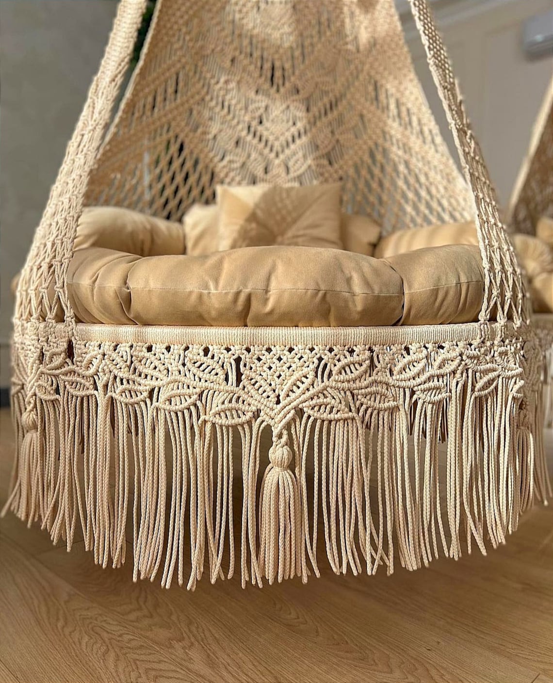 Macrame Double Seated Swing, Macrame Hanging Chair, Macrame Patio Swing ...