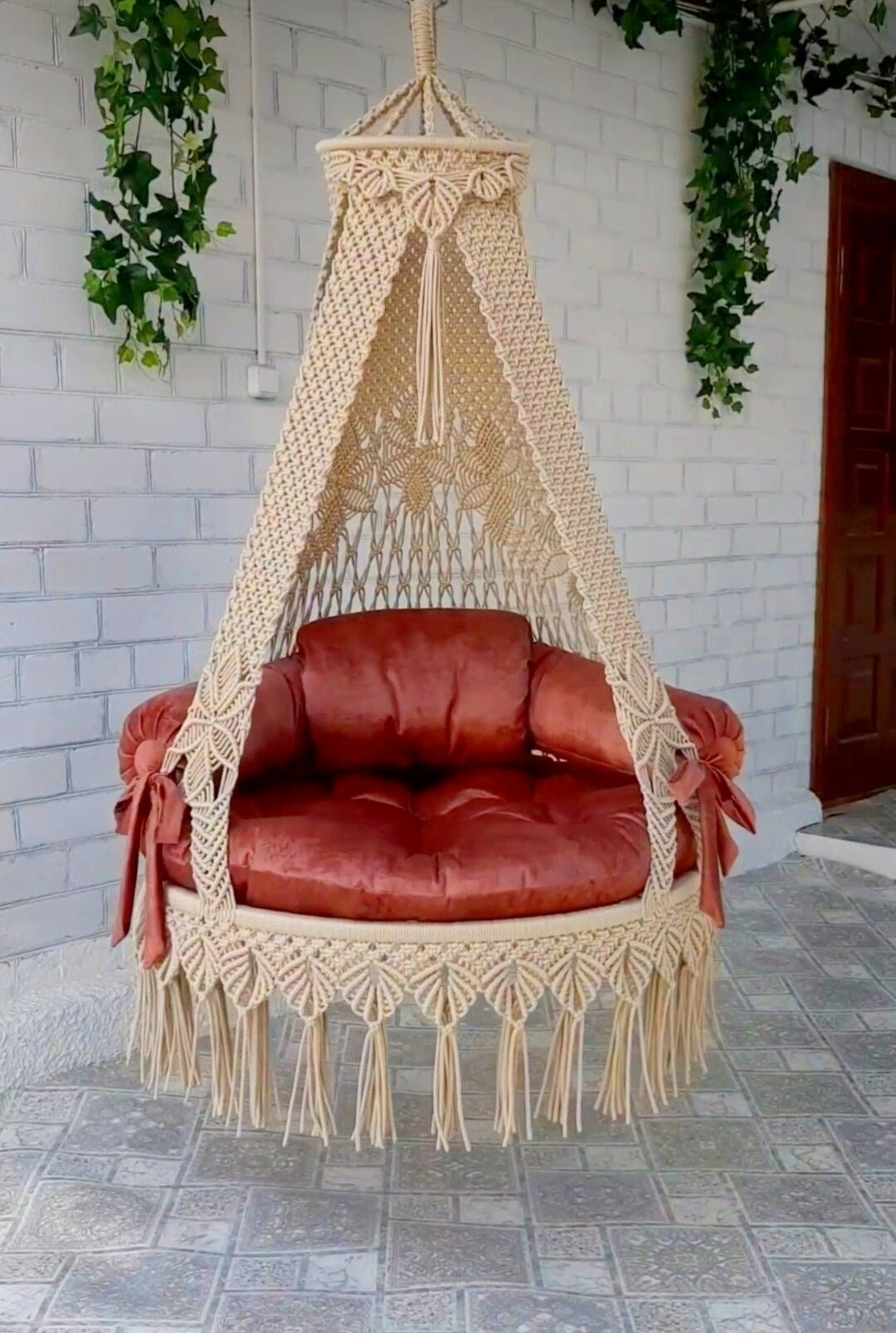 Macrame Swing Chair, Macrame Hanging Chair, Macrame Round Swing ...
