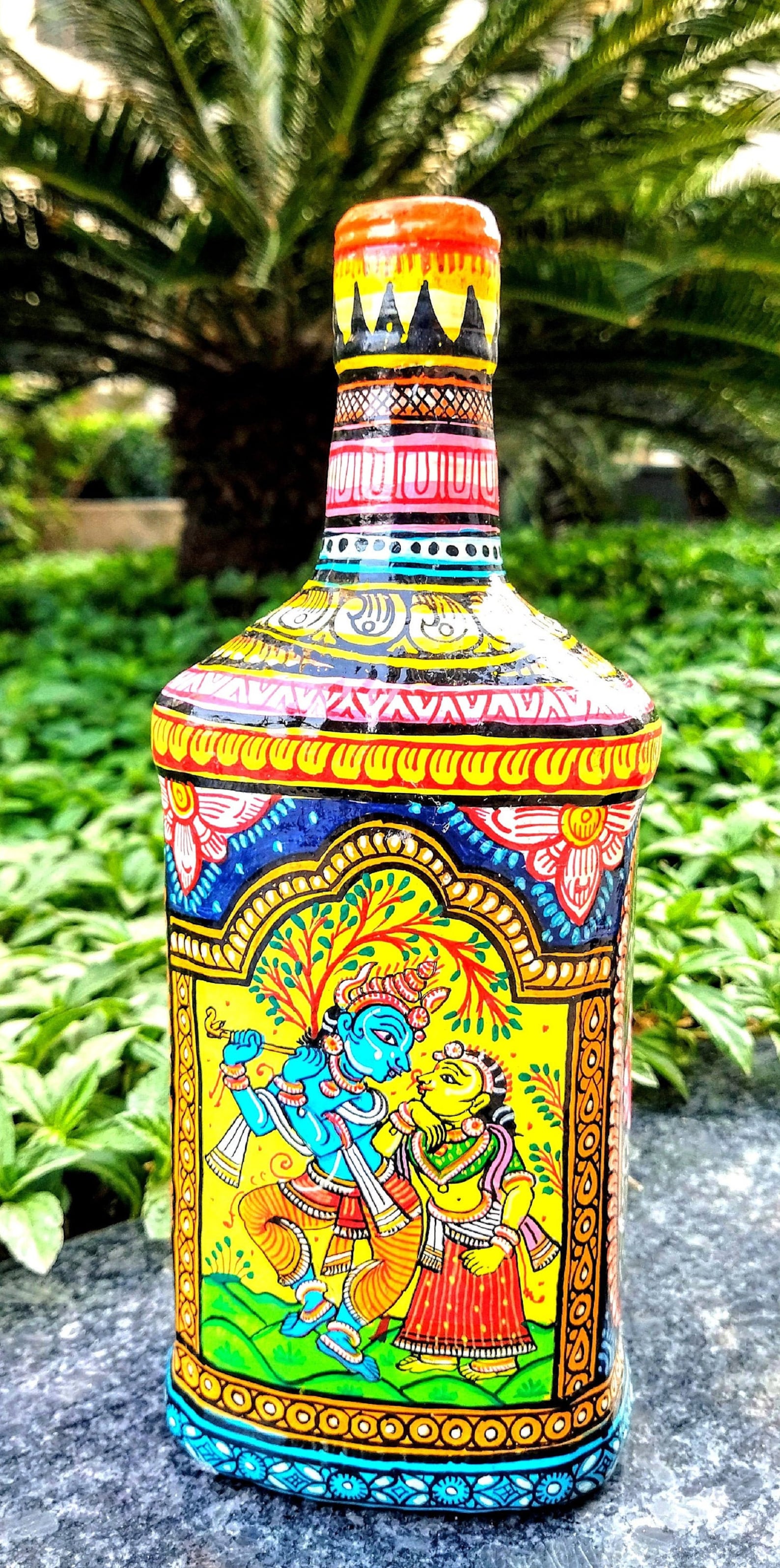 Hand Painted Bottle Art, Handpainted Bottle Art, Pattachitra Bottle Art ...