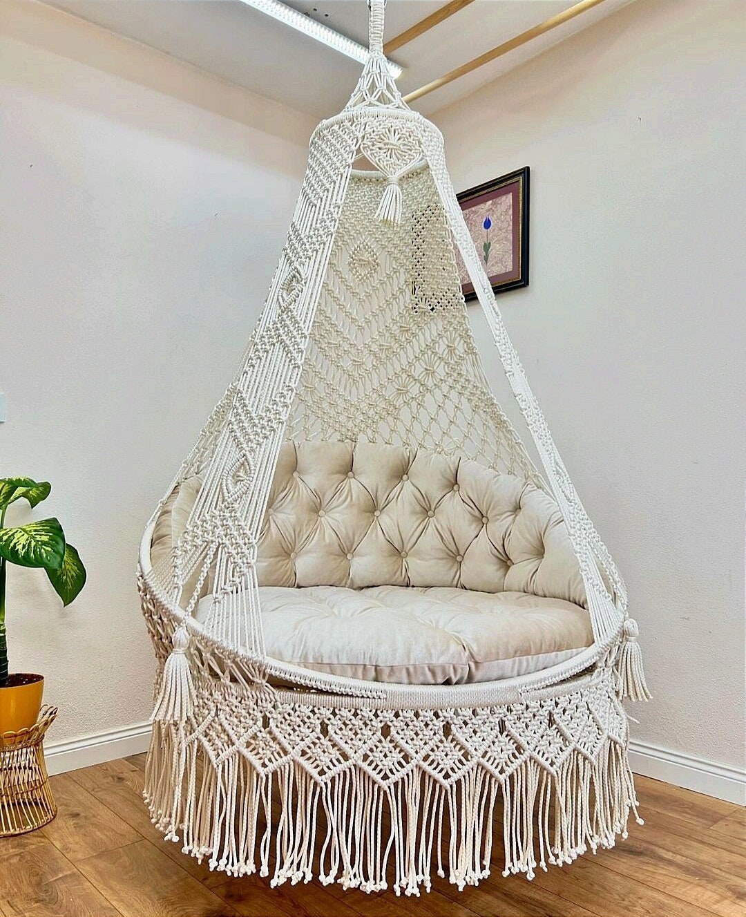 Macrame Double Seated Swing Chair, Macrame Hanging Chair, Macrame LARGE ...
