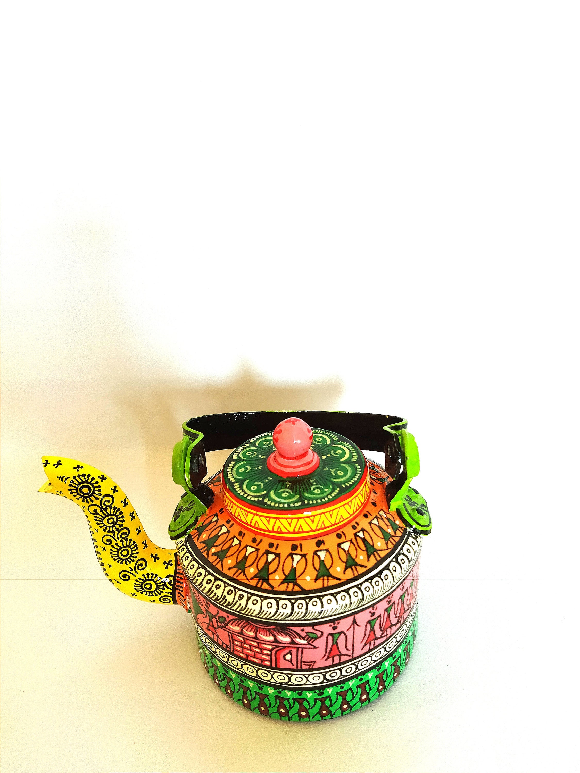 Hand Painted Tribal Tea Coffee Kettle/ Decorative Kettle / Indian Decor ...