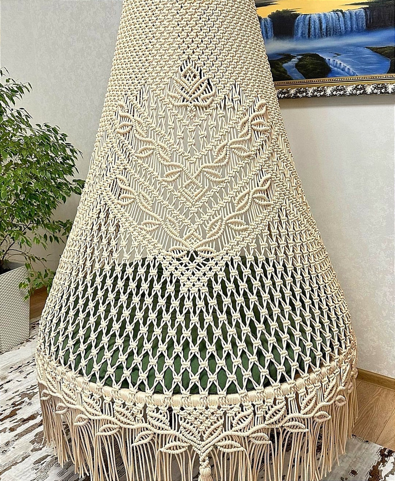 Macrame Swing Macrame Hanging Chair Macrame Patio Swing - Etsy Australia