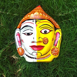 Ardhanarishvara Statue Mask, Half Male Half Female Mask, Shiva Parvati ...