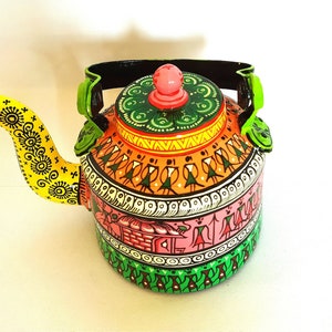 Hand Painted Tribal Tea Coffee Kettle/ Decorative Kettle / Indian Decor ...
