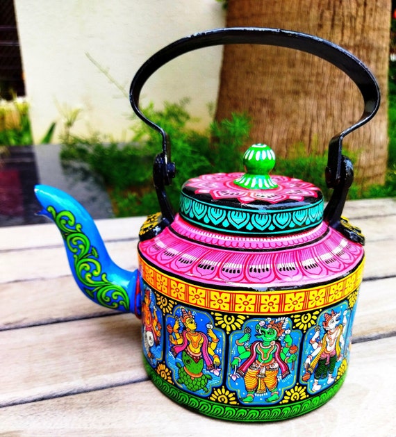 Coffee & Tea Makers Kitchen & Dining Teapot Handpainted Indian Kettle ...