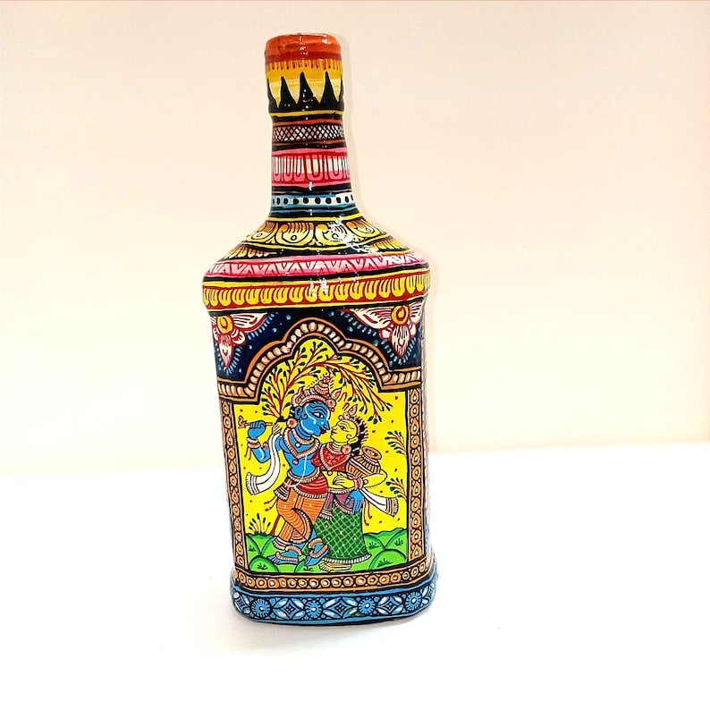 Hand Painted Bottle Art, Handpainted Bottle Art, Pattachitra Bottle Art ...