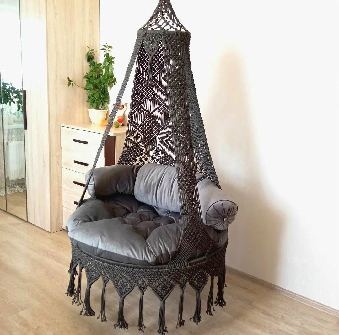 Macrame Swing Chair Macrame Hanging Chair Macrame Round - Etsy