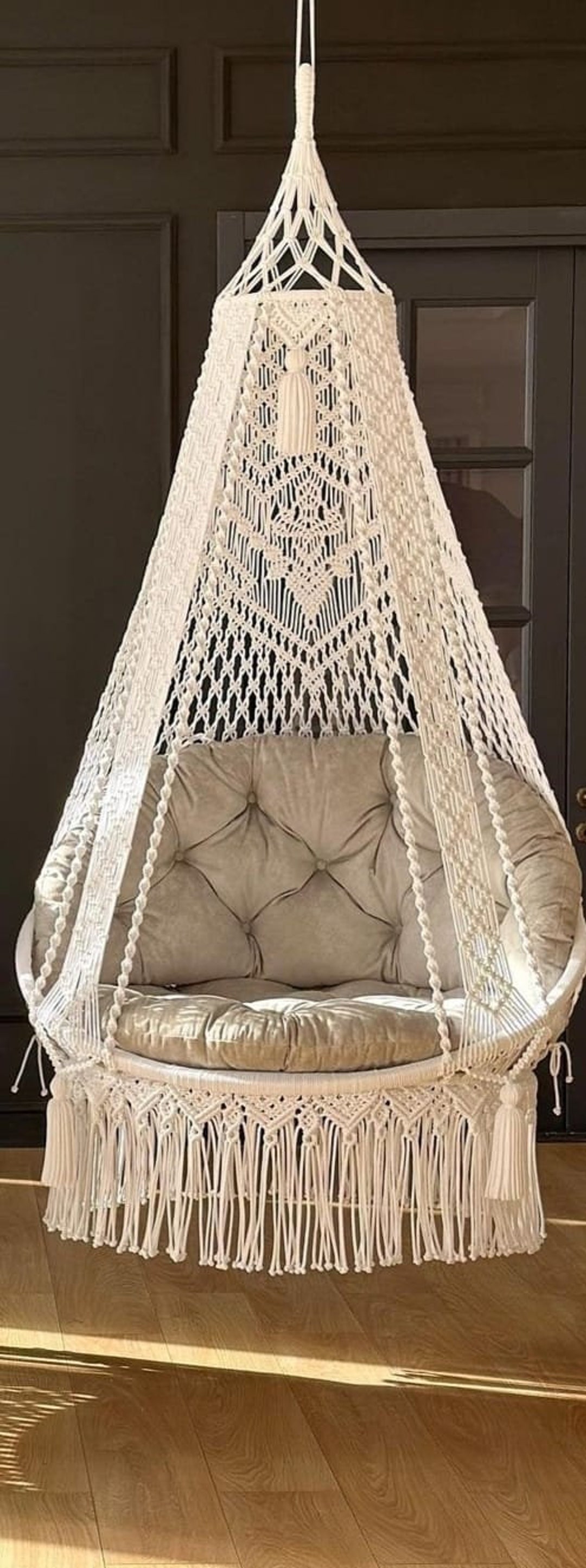 Handmade Hammock Chair, Macrame Hanging Chair, Macrame Round Swing ...