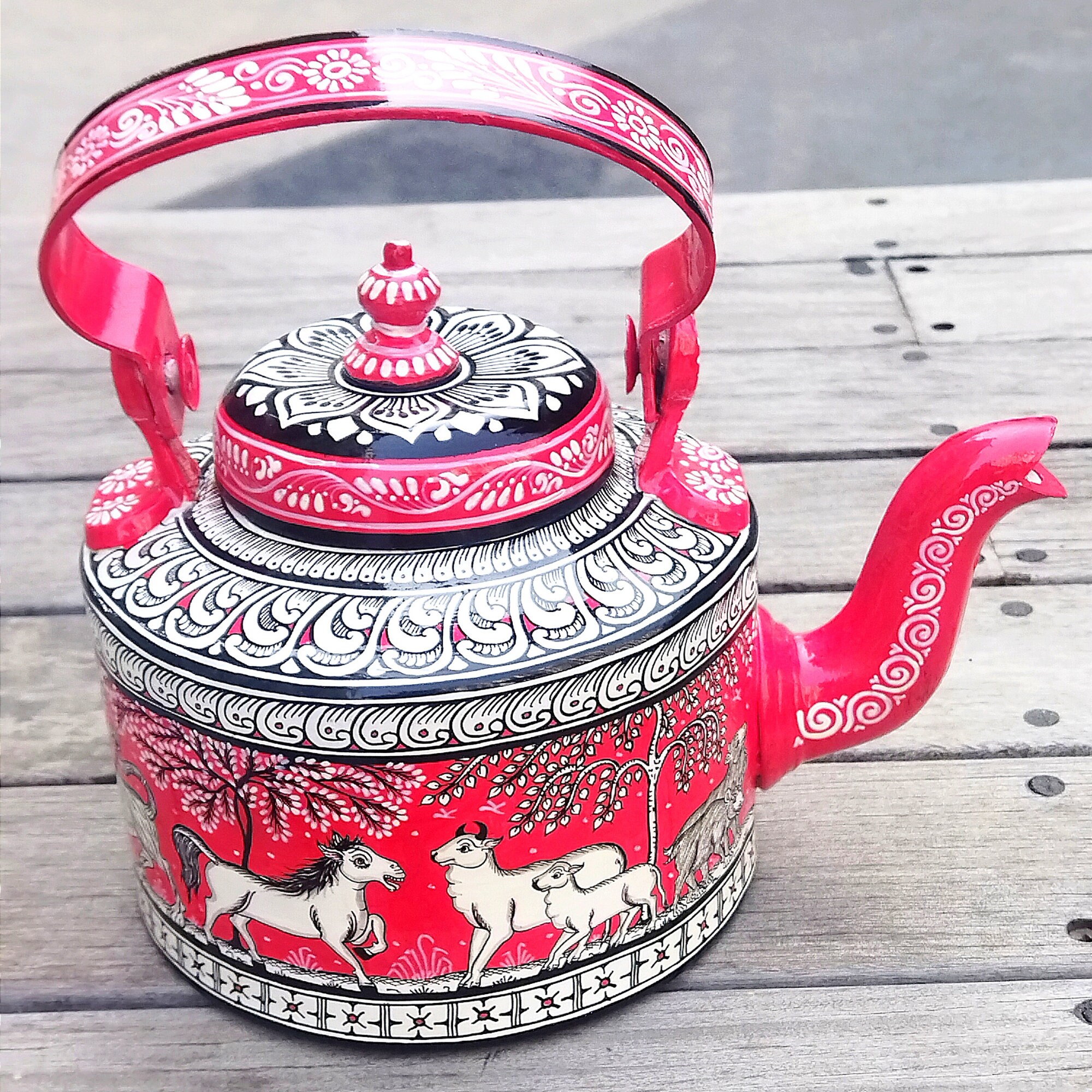 Buy Handpainted Kettle Teapot/animal Life Kettle/wildlife Teapot ...