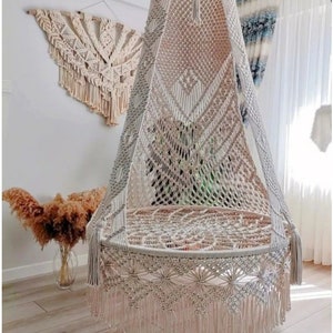 Macrame Swing Chair, Macrame Hanging Chair, Macrame Round Swing, Hammock Swings, Hanging Chair ...