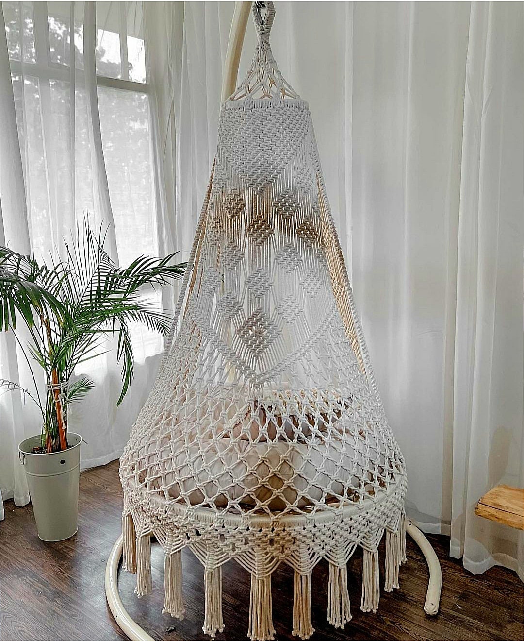 Macrame Swing Chair, Macrame Hanging Chair, Macrame Round Swing ...