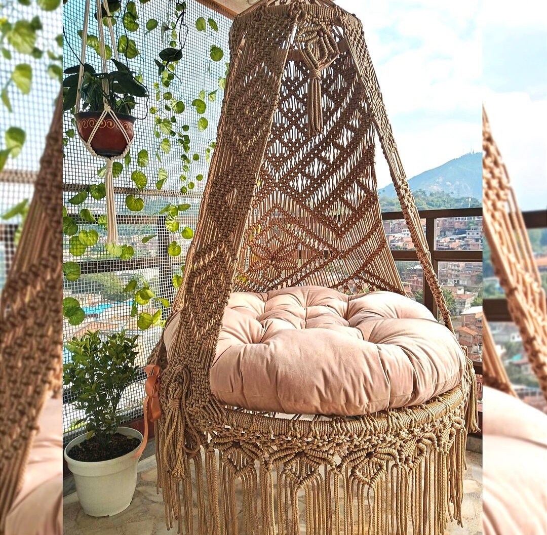 Macrame Swing Chair, Macrame Hanging Chair, Macrame Round Swing ...