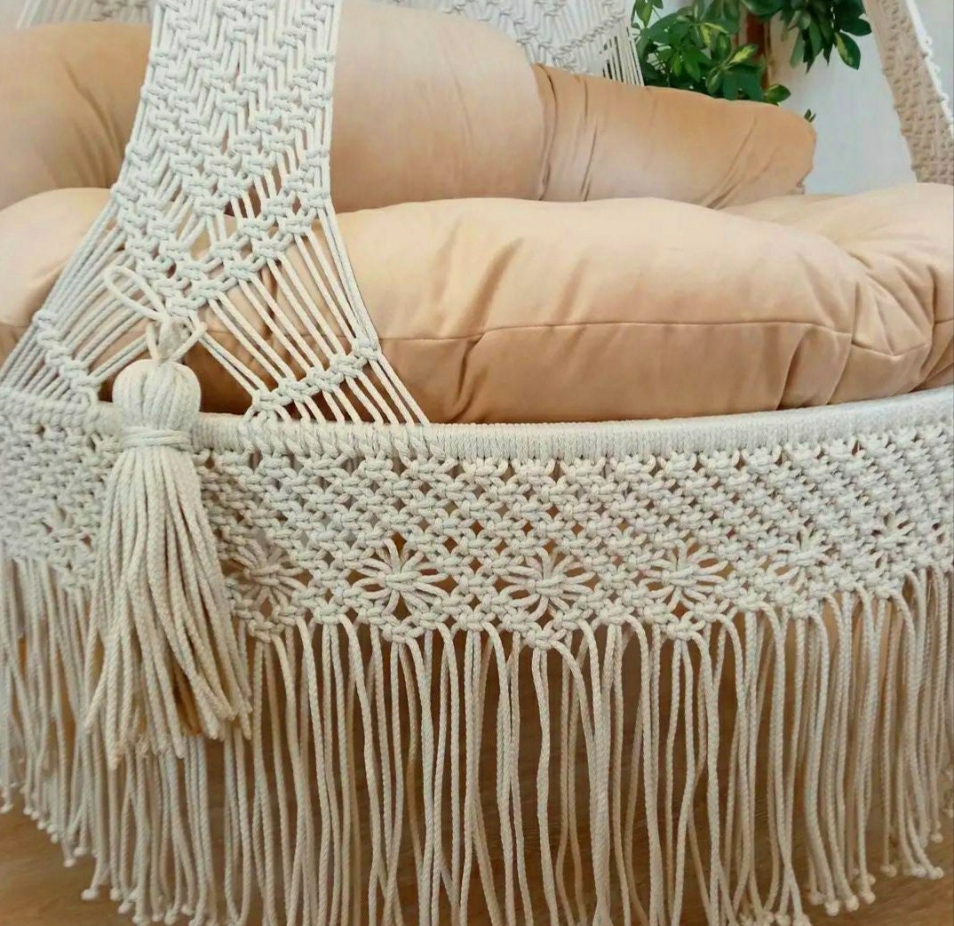 Macrame Swing Chair, Macrame Hanging Chair, Macrame Round Swing ...