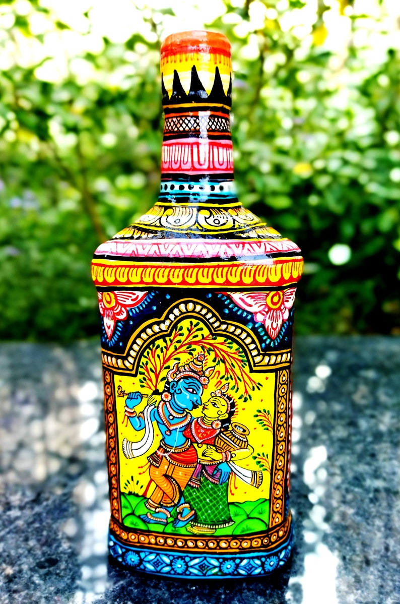 Hand Painted Bottle Art, Handpainted Bottle Art, Pattachitra Bottle Art ...