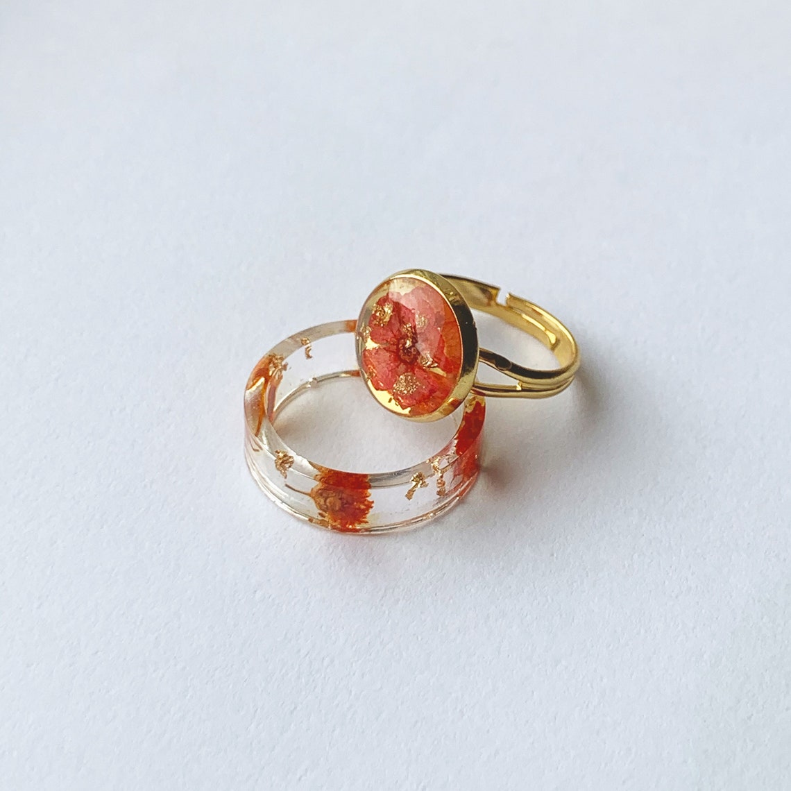 Friendship Rings Ring Set Matching Rings Pressed Flower - Etsy