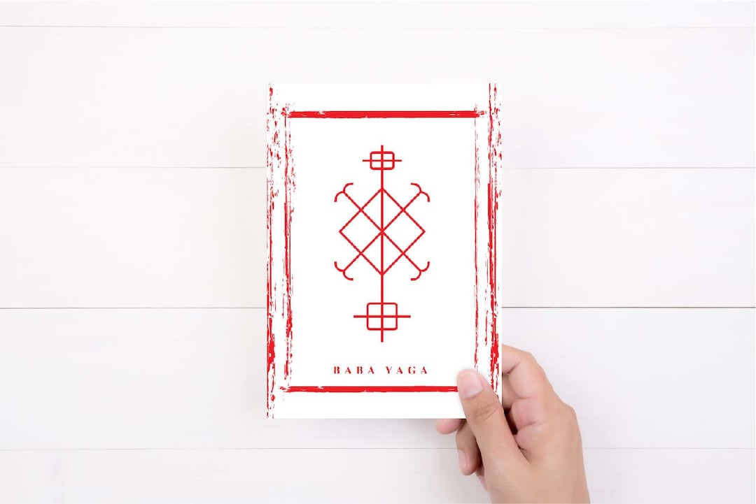 Baba Yaga Symbol Greeting Card Baba Jaga Slavic Folklore - Etsy