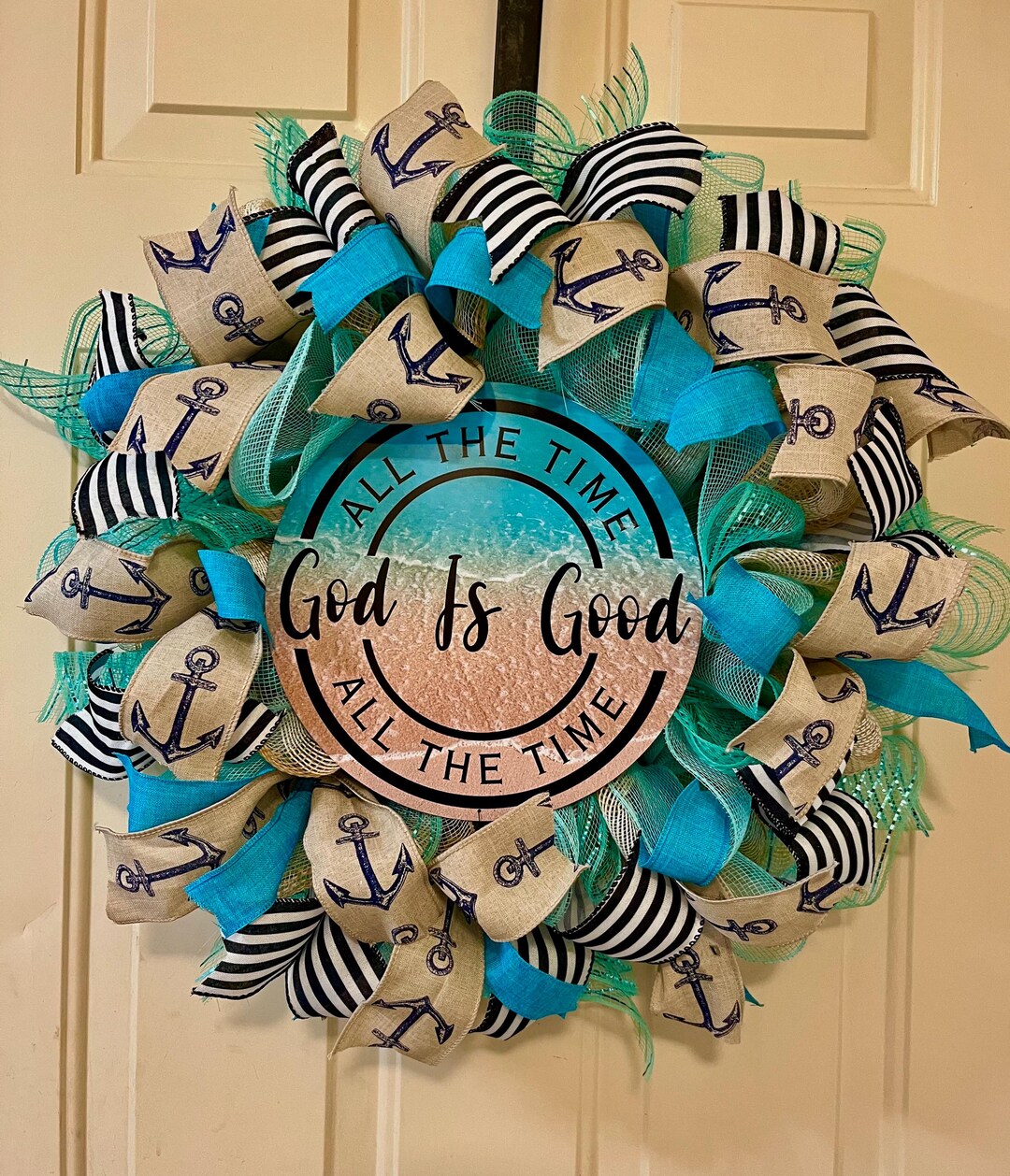 Summer Beach Wreath Faith Year Round Mesh Ribbons - Etsy