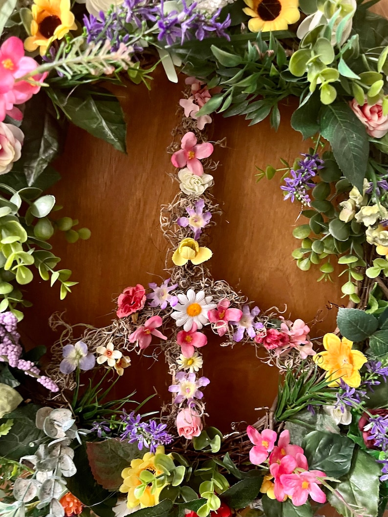 Peace Sign, Peace, Wildflower, Greenery,floral,grapevine, Spring, Summer, Wreath - Etsy